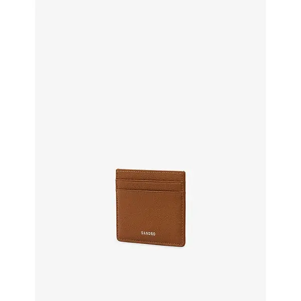 Sandro Logo-embossed Leather Card Holder - Cognac