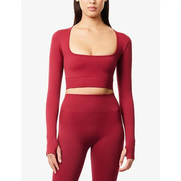 Bo+tee Stretch-woven Crop Top - Burgundy