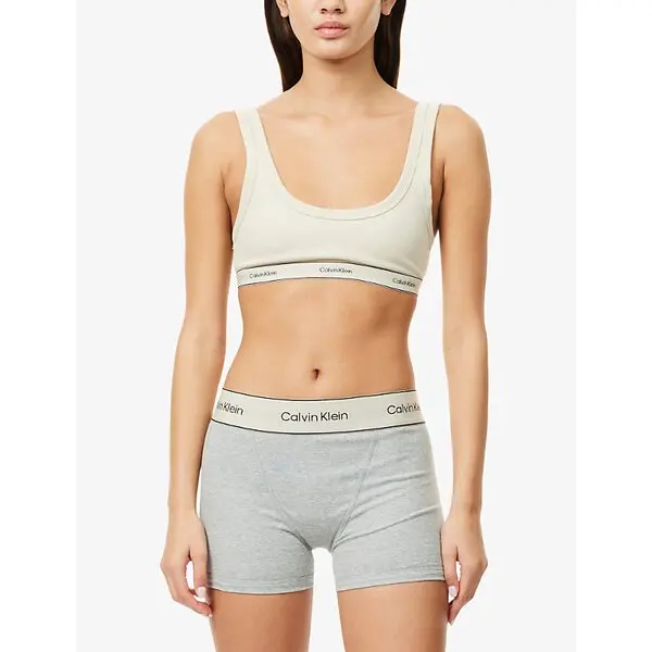 Calvin Klein Heritage Branded Stretch-cotton Bralette