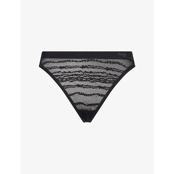 SLOGGI Free Evolve Mid-rise Lace Thong - Black