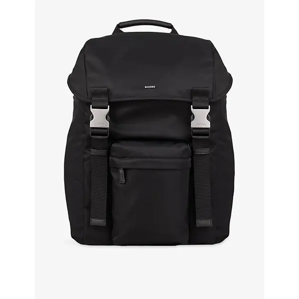 Sandro Logo-plaque Woven Backpack - Black