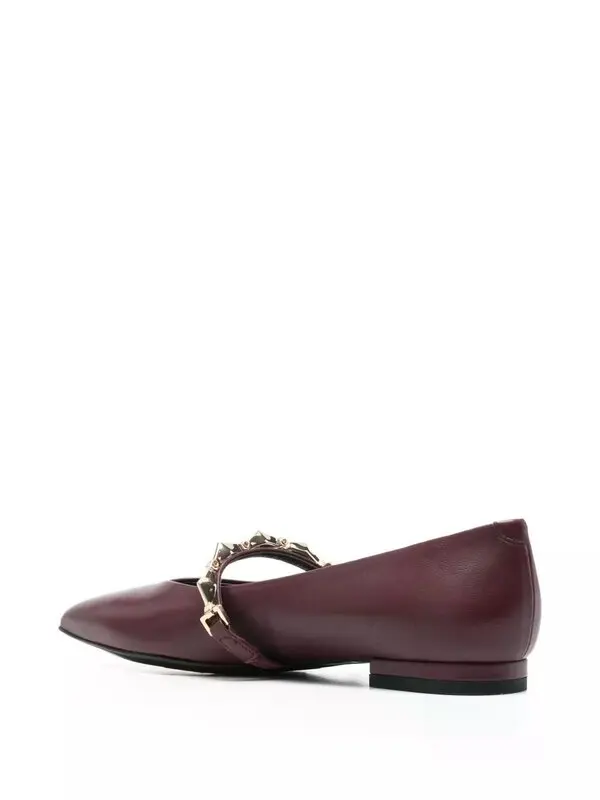SERGIO LEVANTESI Studded Strap Ballet Flats - Red