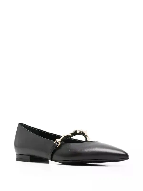 SERGIO LEVANTESI Studded Strap Ballerina Flats - Black