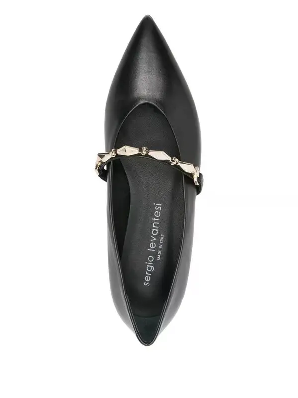 SERGIO LEVANTESI Studded Strap Ballerina Flats - Black