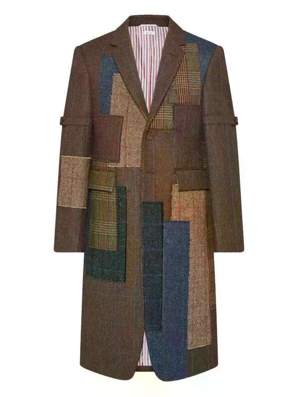 Thom Browne Hunting Tweed Patchwork Coat - Brown
