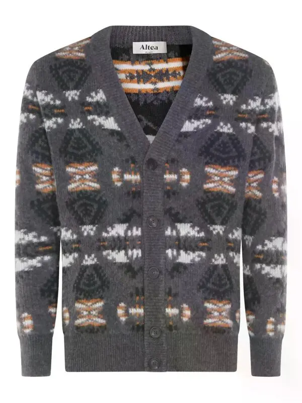 Altea Patterned Button Cardigan - Grey