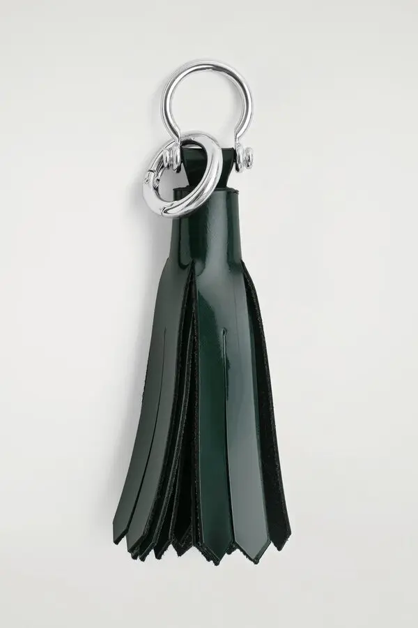 Cos Tasseled Leather Keyring - Green