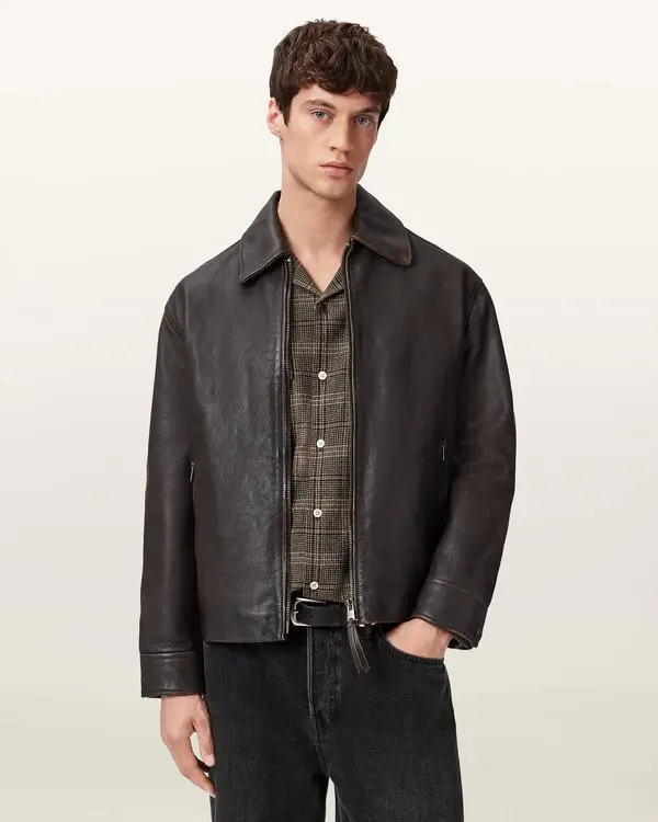 ALLSAINTS Garrison Leather Jacket - Brown