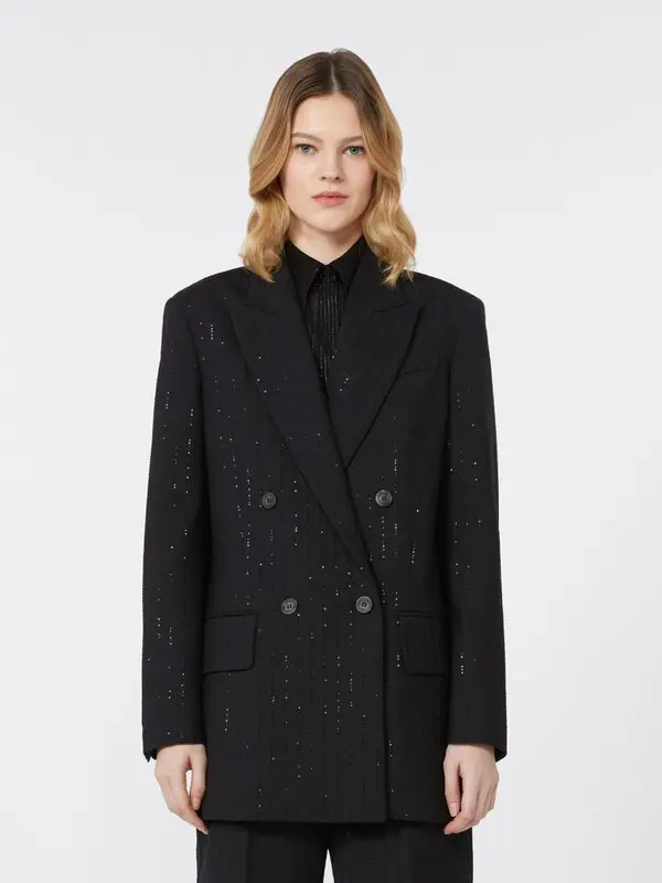 Max Mara Wool And Sequin Embellished Blazer