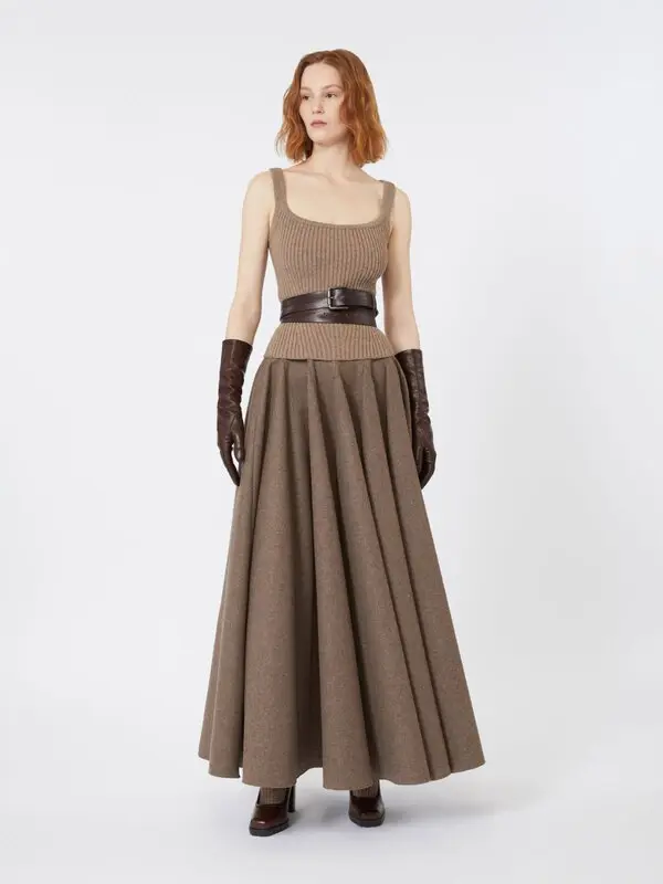 Max Mara Wide Wool Felt Skirt