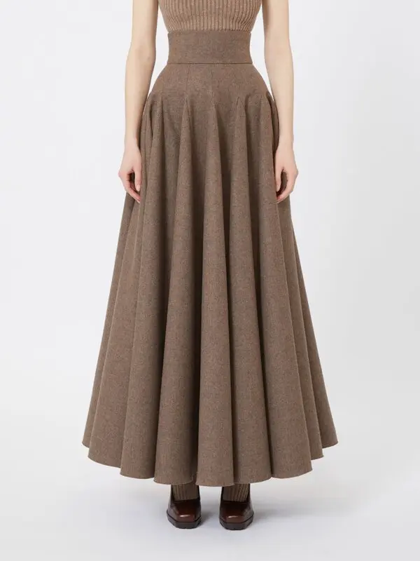 Max Mara Wide Wool Felt Skirt
