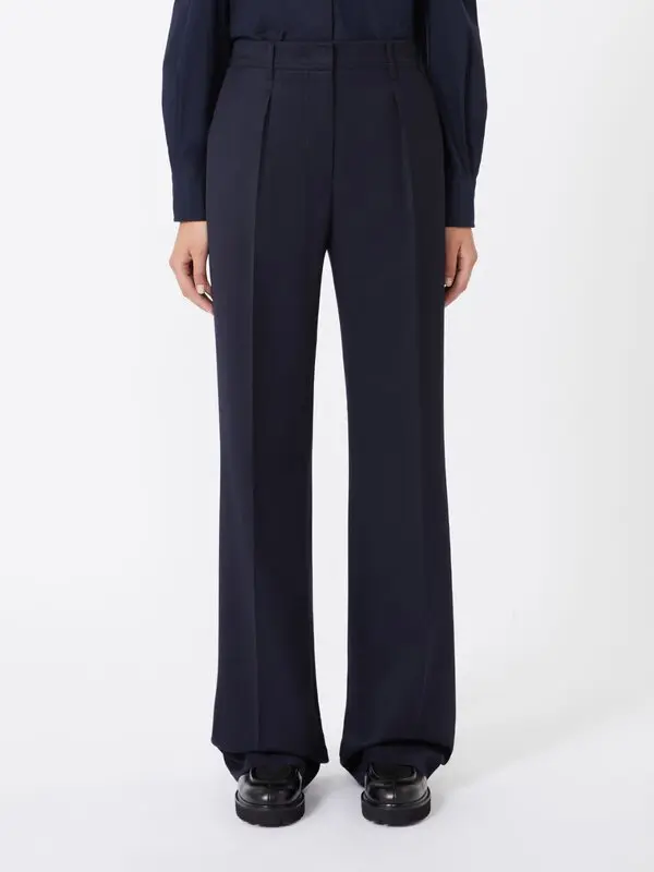 Max Mara Gabardine Wool Trousers - Ultramarine