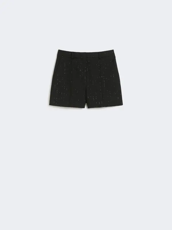 Max Mara Wool Twill Pinstripe Sequined Shorts
