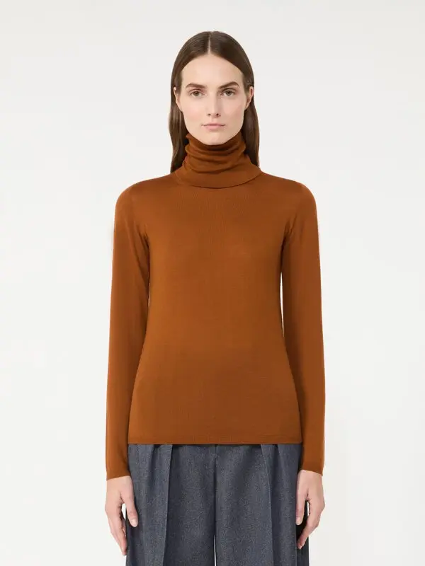 Max Mara Wool Knit Turtleneck Jumper - Brown Bronze