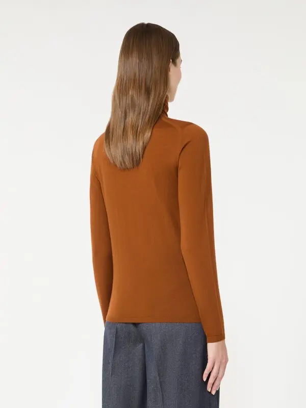 Max Mara Wool Knit Turtleneck Jumper - Brown Bronze