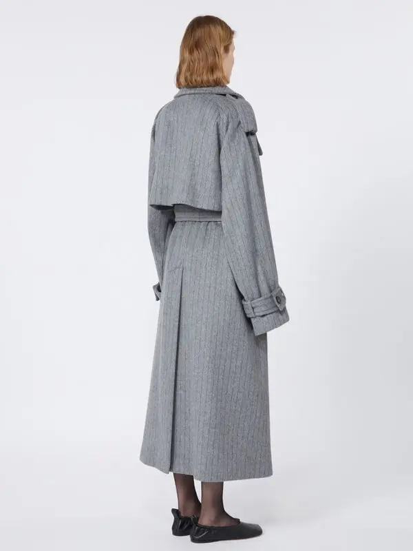 Max Mara Pinstriped Wool Trench Coat