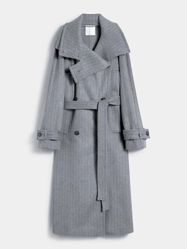Max Mara Pinstriped Wool Trench Coat