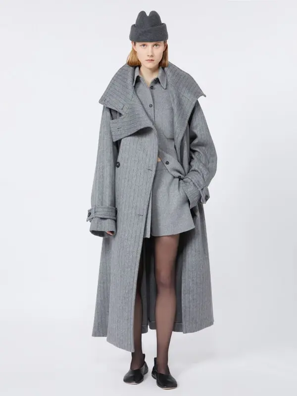 Max Mara Pinstriped Wool Trench Coat