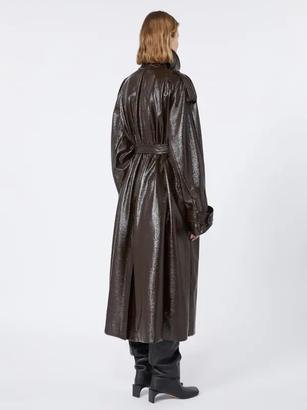 Max Mara Runway Long Trench Coat With Patent Leather Effect