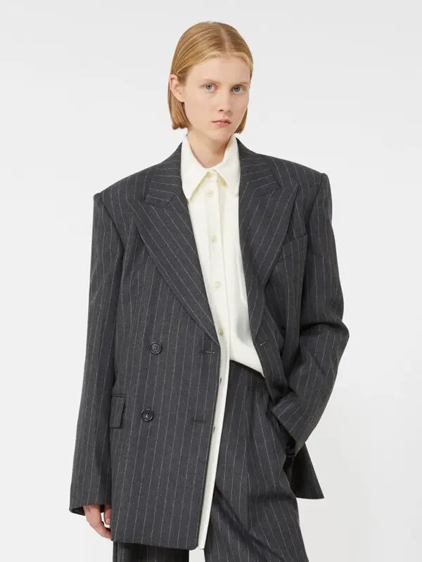Max Mara Wool And Viscose Oversized Pinstripe Blazer