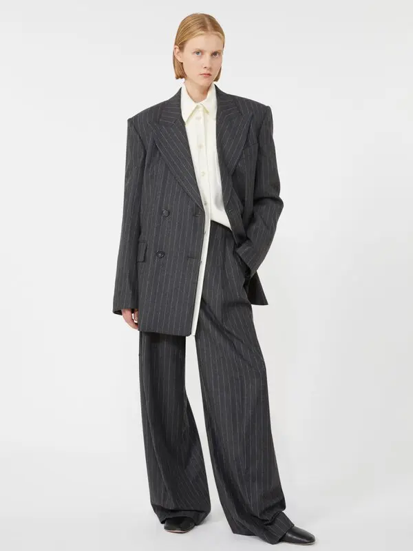 Max Mara Wool And Viscose Oversized Pinstripe Blazer