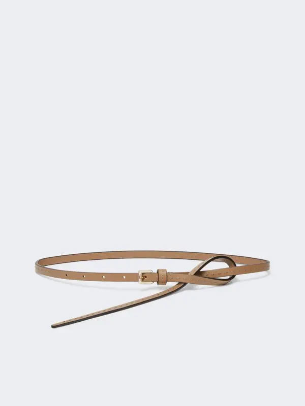 Max Mara Thin Natural Leather Belt - Mud