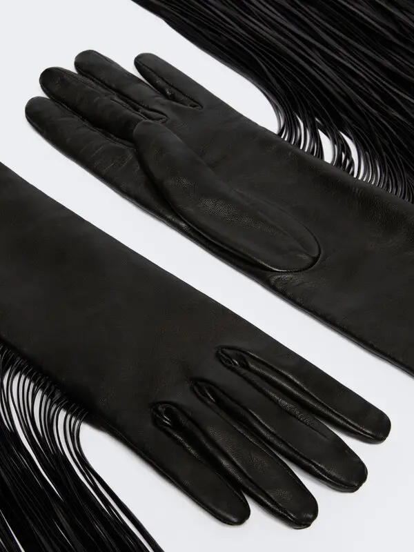 Max Mara Long Gloves With Fringe Detail