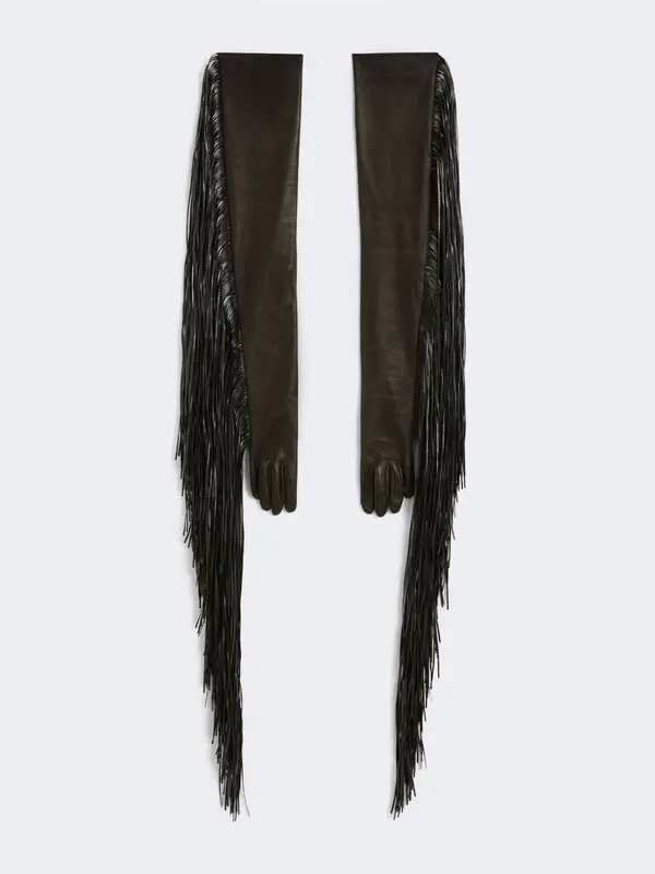 Max Mara Long Gloves With Fringe Detail