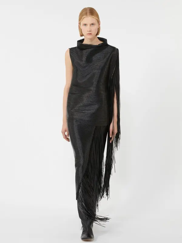Max Mara Tech Mesh Midi Skirt With Sequins And Fringe