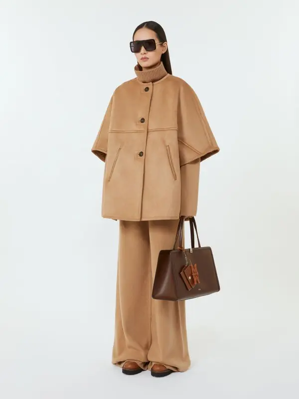 Max Mara Teddy And Suede Effect Fabric Cape
