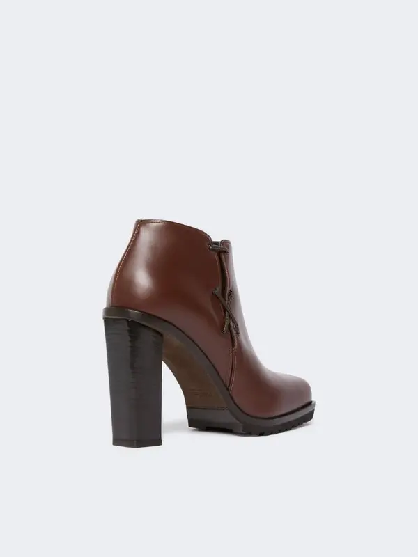 Max Mara Smooth Leather Booties - Cocoa