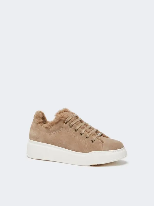 Max Mara Suede And Teddy Fabric Sneakers