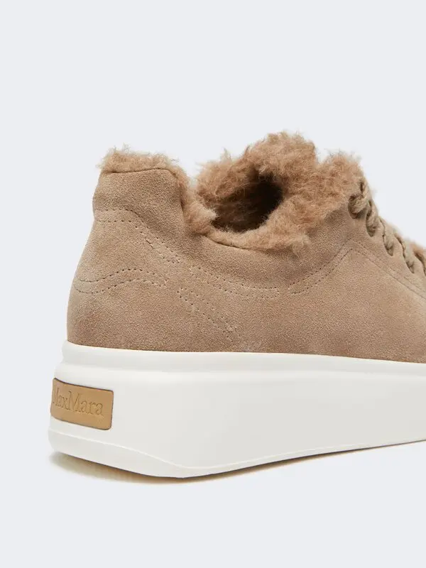 Max Mara Suede And Teddy Fabric Sneakers
