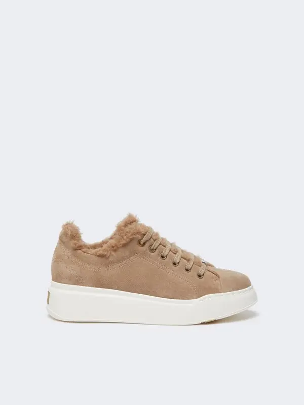 Max Mara Suede And Teddy Fabric Sneakers