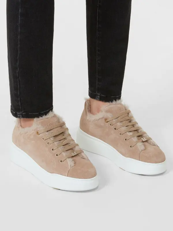 Max Mara Suede And Teddy Fabric Sneakers