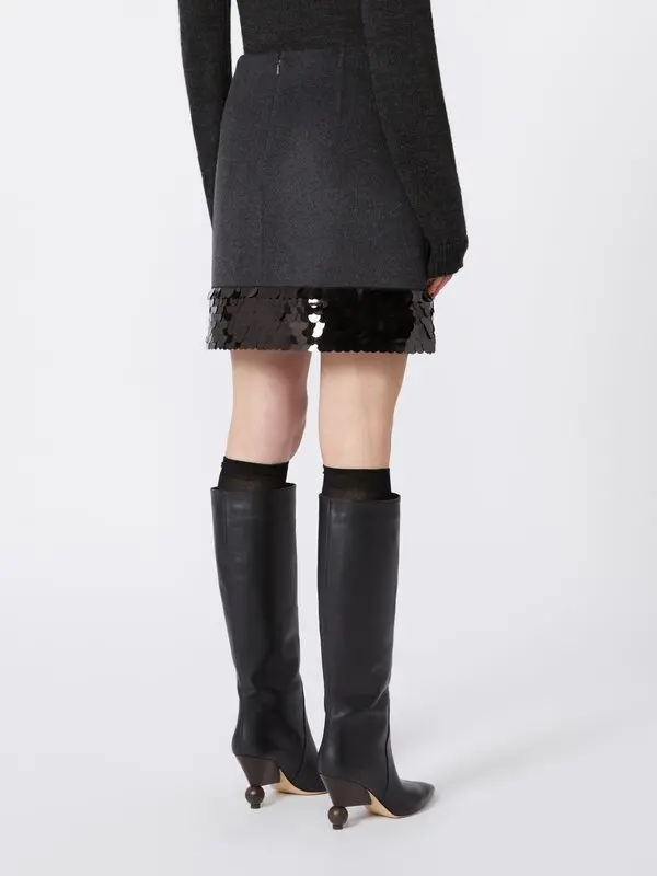 Max Mara Wool Blend Sequin Miniskirt