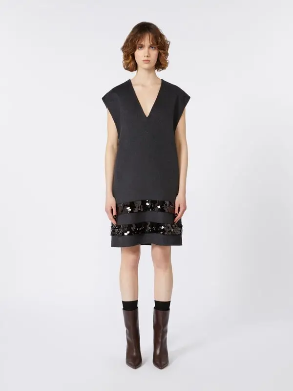 Max Mara Short Wool Dress With Sequins