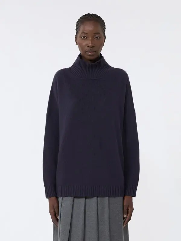 Max Mara Wool Knit Turtleneck Jumper - Navy