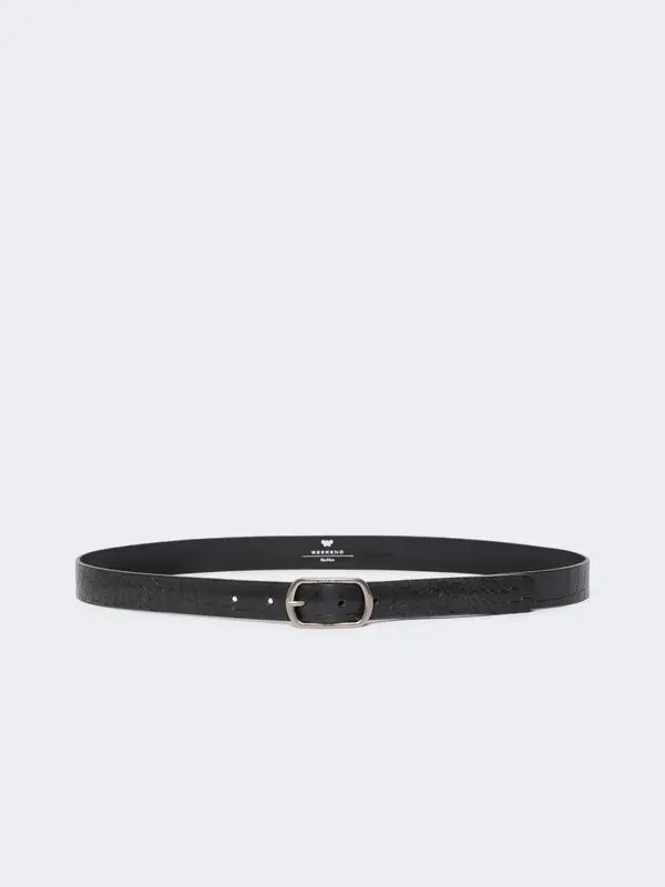 Max Mara Croc-effect Leather Belt - Black