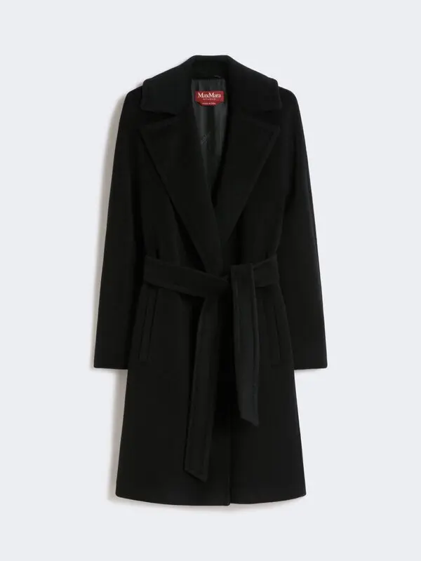 Max Mara Wool Beaver Cloth Robe Coat - Black