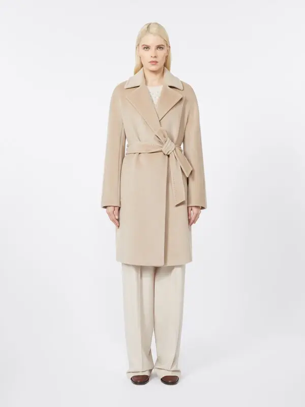 Max Mara Wool Beaver Cloth Robe Coat - Beige