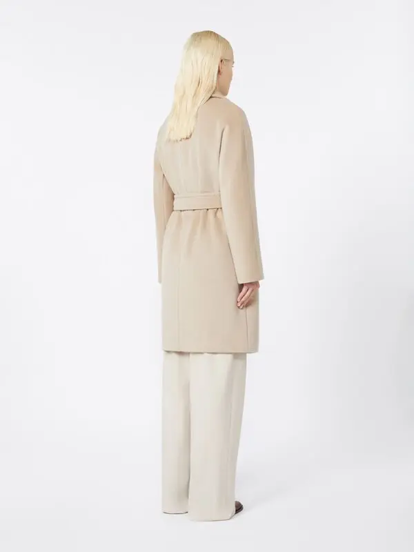 Max Mara Wool Beaver Cloth Robe Coat - Beige