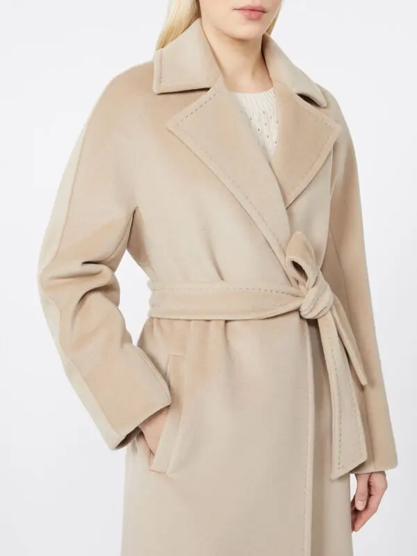 Max Mara Wool Beaver Cloth Robe Coat - Beige