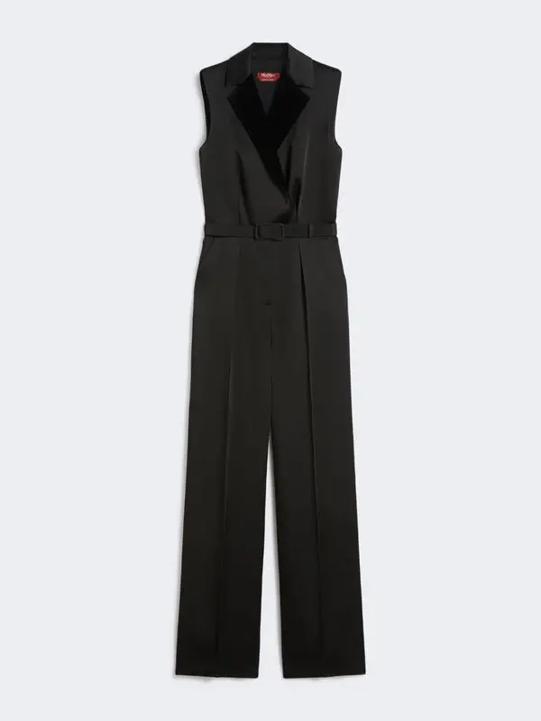 Max Mara Tuxedo Jumpsuit In Enver Satin - Black