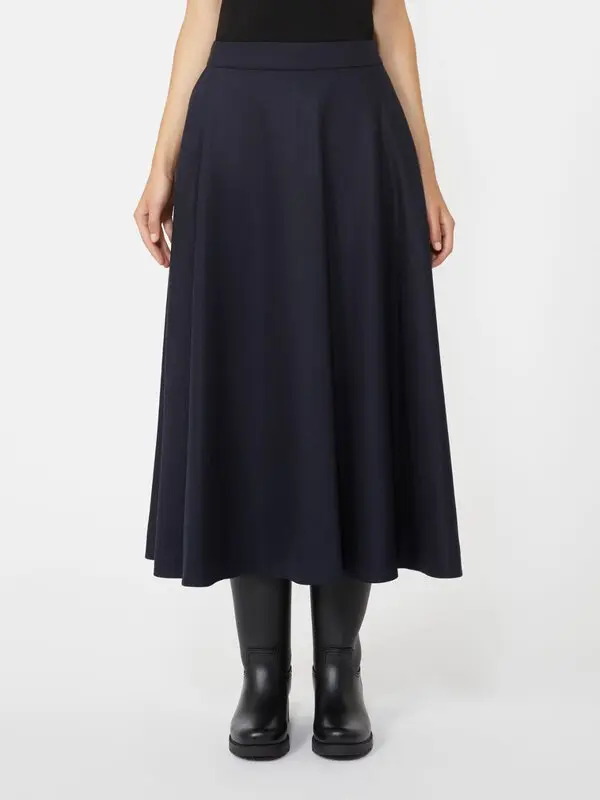 Max Mara Wool Flannel Flared Skirt