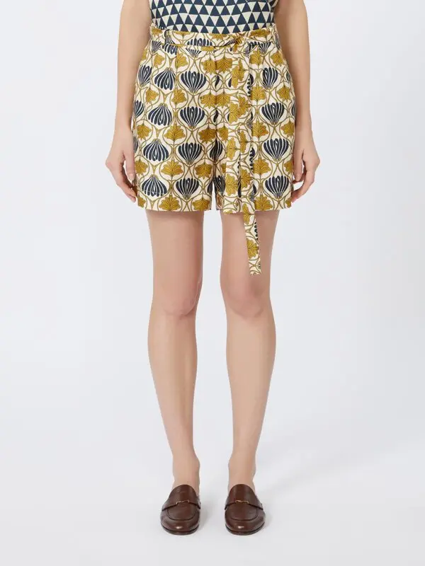 Max Mara Printed Silk Twill Shorts