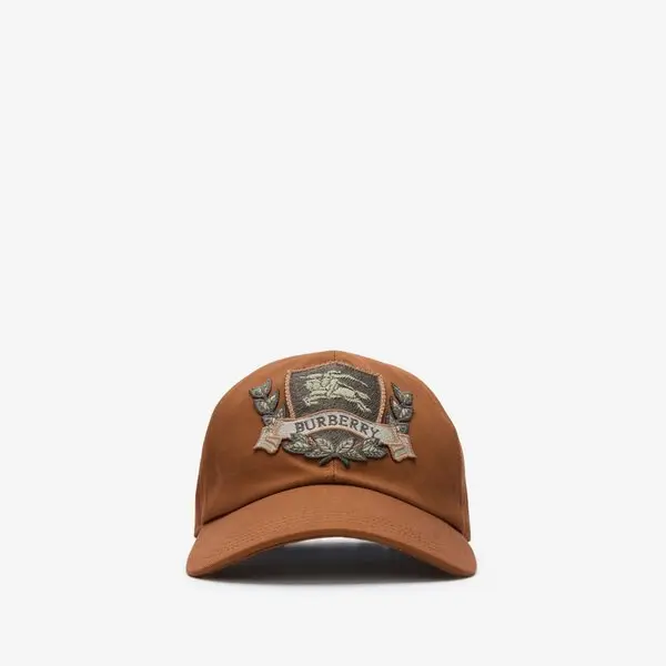 Burberry Crest Gabardine Baseball Cap - Ginger Brown