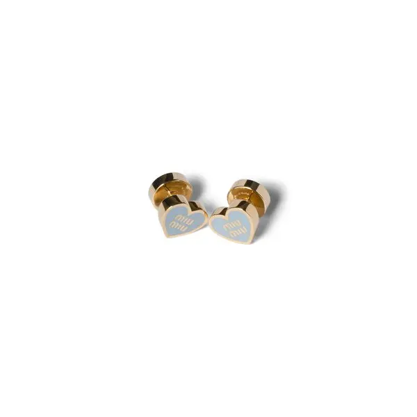 Miu Miu Metal Stud Earrings - Gold/celeste