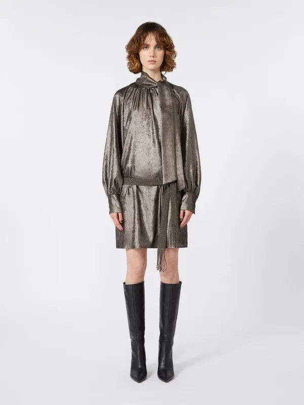 Max Mara Metallic Chiffon Mini Dress