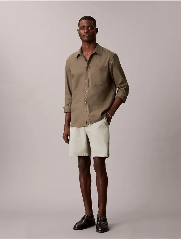 Calvin Klein Linen Cotton Pull-on Shorts - Shadow